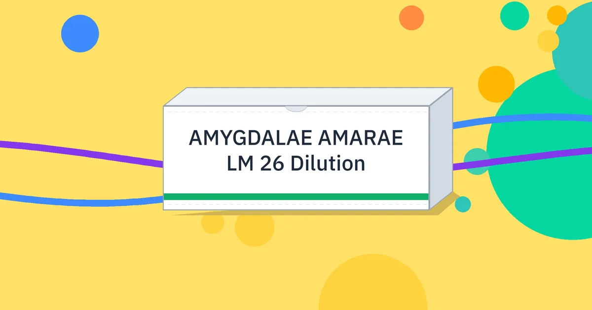Symbolbild: Packung mit der Aufschrift AMYGDALAE AMARAE LM 26 Dilution (PZN 13325755) – Verfügbarkeit und Bezug in Apotheken in Frankfurt am Main