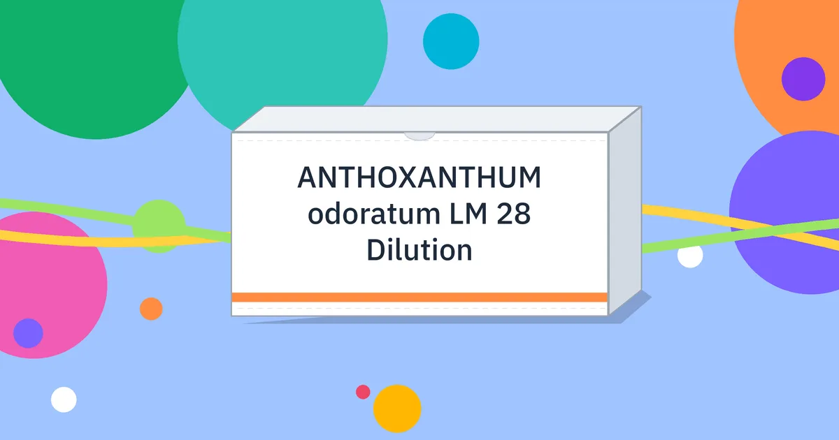 Symbolbild: Packung mit der Aufschrift ANTHOXANTHUM odoratum LM 28 Dilution (PZN 13370023) – Verfügbarkeit und Bezug in Apotheken in Frankfurt am Main
