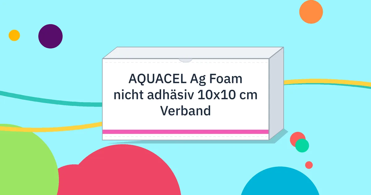 Symbolbild: Packung mit der Aufschrift AQUACEL Ag Foam nicht adhäsiv 10x10 cm Verband (PZN 10946818) – Verfügbarkeit und Bezug in Apotheken in Frankfurt am Main