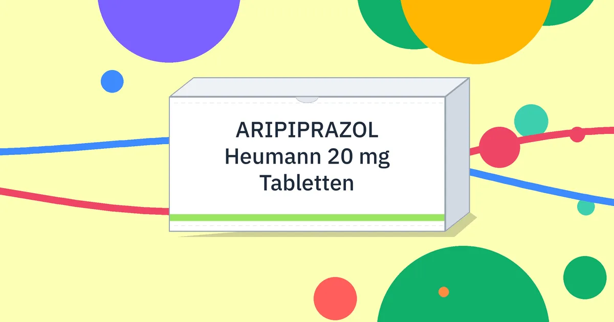 Symbolbild: Packung mit der Aufschrift ARIPIPRAZOL Heumann 20 mg Tabletten (PZN 11479773) – Verfügbarkeit und Bezug in Apotheken in Frankfurt am Main