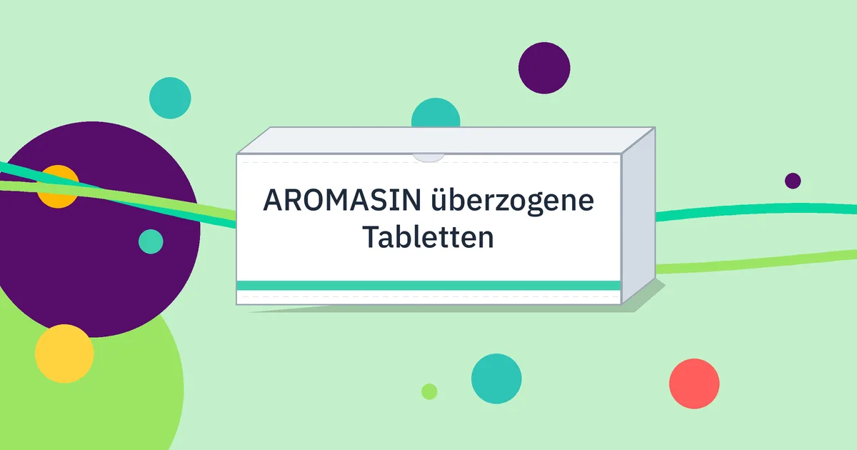 Symbolbild: Packung mit der Aufschrift AROMASIN überzogene Tabletten (PZN 10941910) – Verfügbarkeit und Bezug in Apotheken in Frankfurt am Main