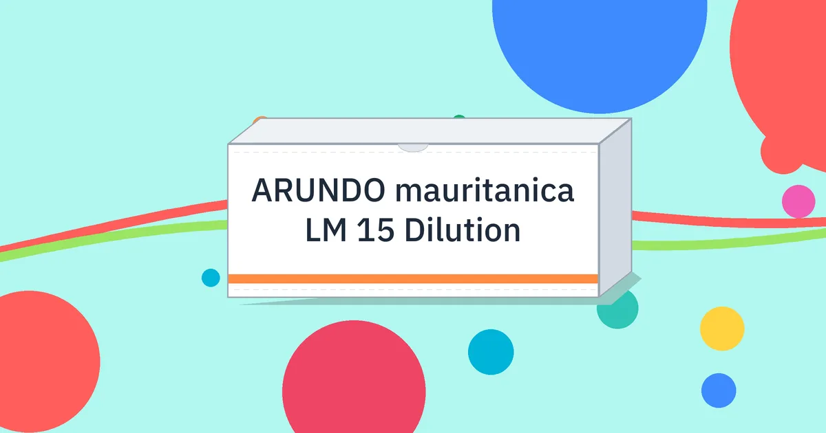 Symbolbild: Packung mit der Aufschrift ARUNDO mauritanica LM 15 Dilution (PZN 12781161) – Verfügbarkeit und Bezug in Apotheken in Frankfurt am Main