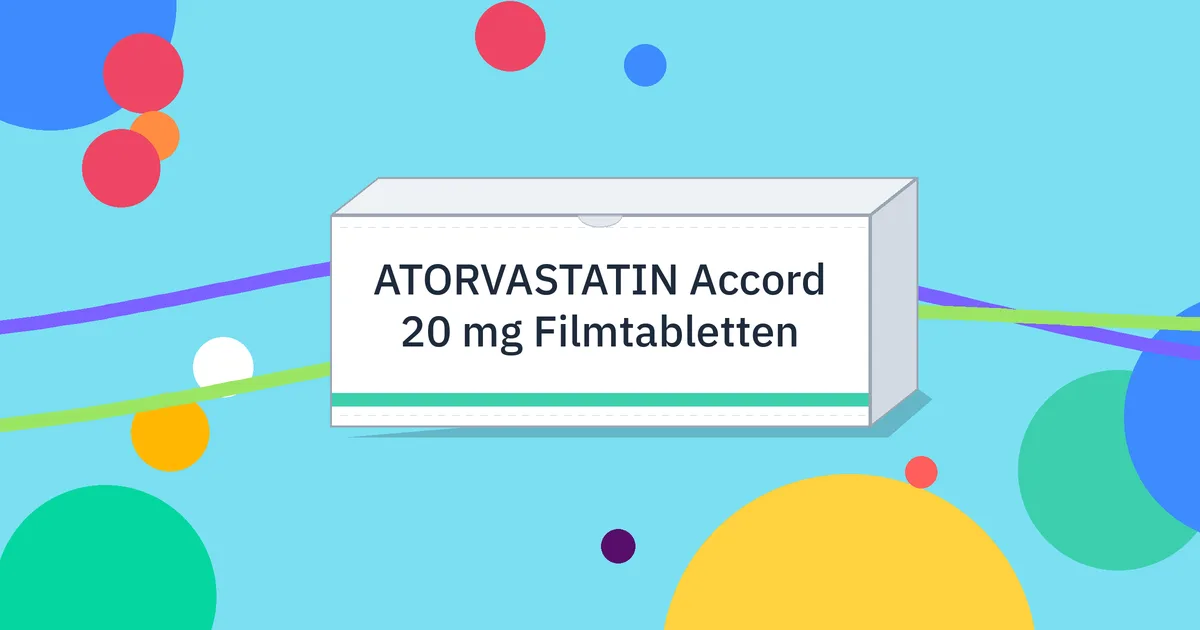 Symbolbild: Packung mit der Aufschrift ATORVASTATIN Accord 20 mg Filmtabletten (PZN 13980690) – Verfügbarkeit und Bezug in Apotheken in Frankfurt am Main