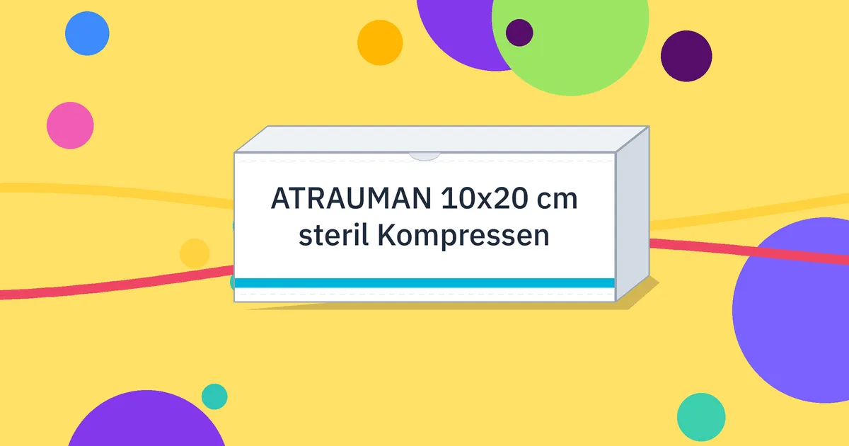 Symbolbild: Packung mit der Aufschrift ATRAUMAN 10x20 cm steril Kompressen (PZN 17422739) – Verfügbarkeit und Bezug in Apotheken in Frankfurt am Main