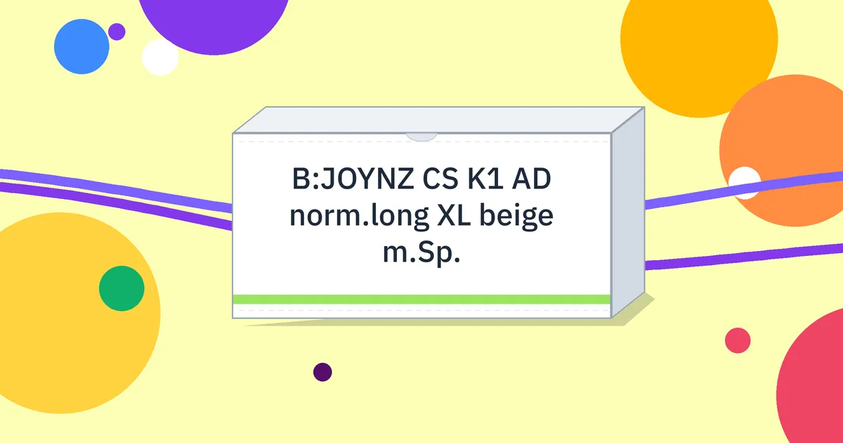 Symbolbild: Packung mit der Aufschrift B:JOYNZ CS K1 AD norm.long XL beige m.Sp. (PZN 20524716) – Verfügbarkeit und Bezug in Apotheken in Frankfurt am Main
