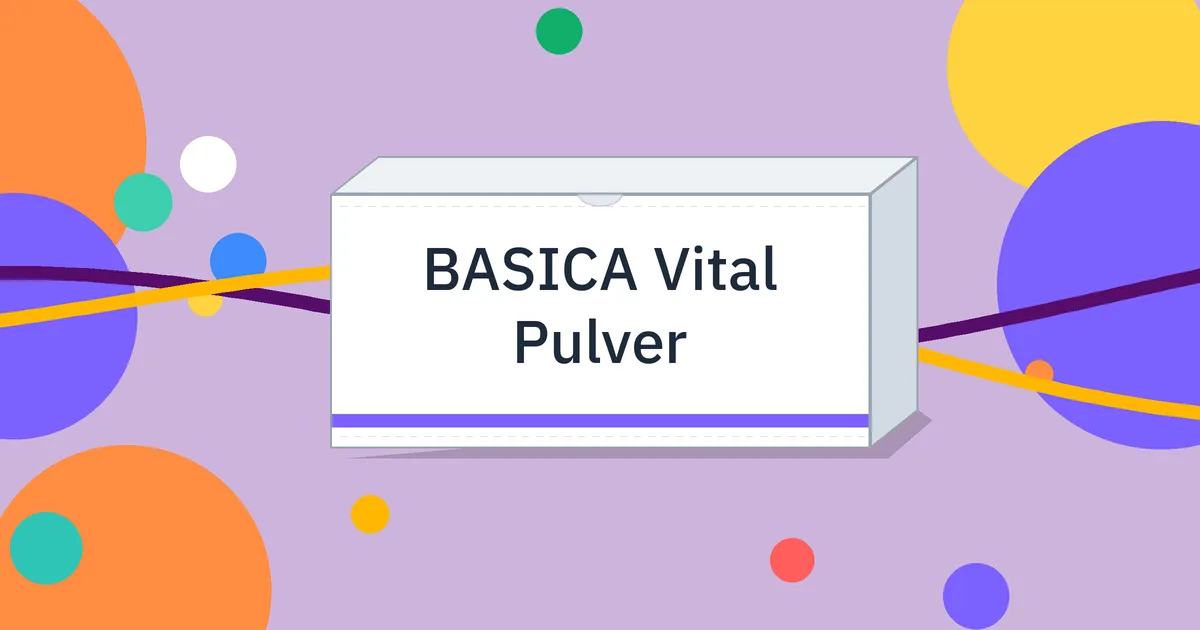 Symbolbild: Packung mit der Aufschrift BASICA Vital Pulver (PZN 01865127) – Verfügbarkeit und Bezug in Apotheken in Frankfurt am Main