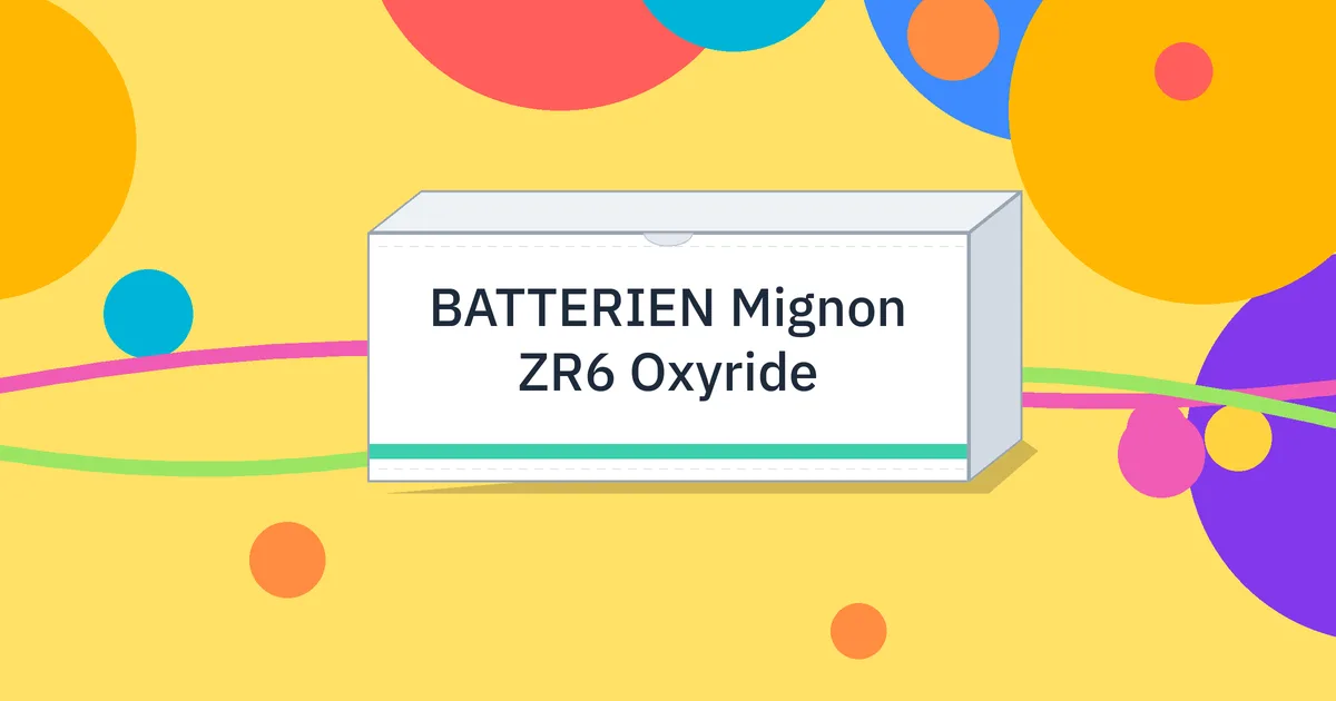 Symbolbild: Packung mit der Aufschrift BATTERIEN Mignon ZR6 Oxyride (PZN 01956901) – Verfügbarkeit und Bezug in Apotheken in Frankfurt am Main