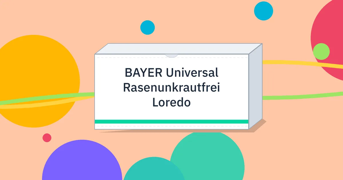 Symbolbild: Packung mit der Aufschrift BAYER Universal Rasenunkrautfrei Loredo (PZN 09627249) – Verfügbarkeit und Bezug in Apotheken in Frankfurt am Main