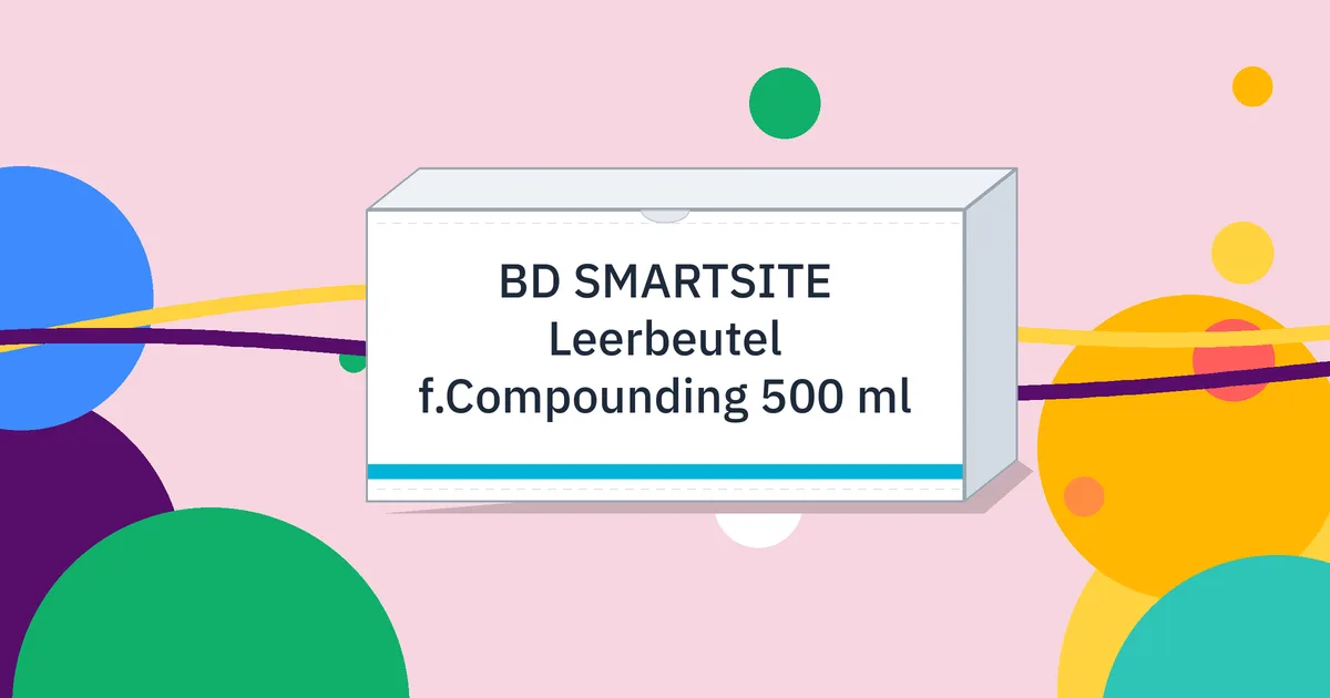 Symbolbild: Packung mit der Aufschrift BD SMARTSITE Leerbeutel f.Compounding 500 ml (PZN 20007352) – Verfügbarkeit und Bezug in Apotheken in Frankfurt am Main