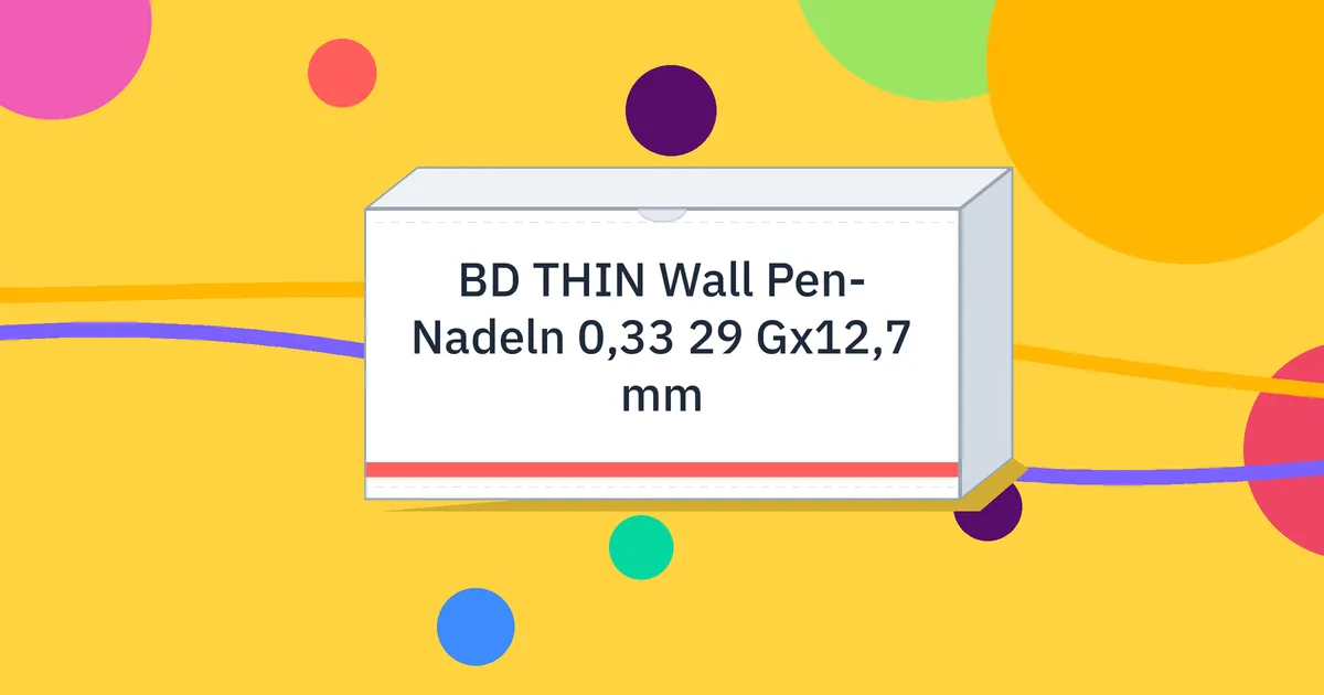 Symbolbild: Packung mit der Aufschrift BD THIN Wall Pen-Nadeln 0,33 29 Gx12,7 mm (PZN 13652508) – Verfügbarkeit und Bezug in Apotheken in Frankfurt am Main