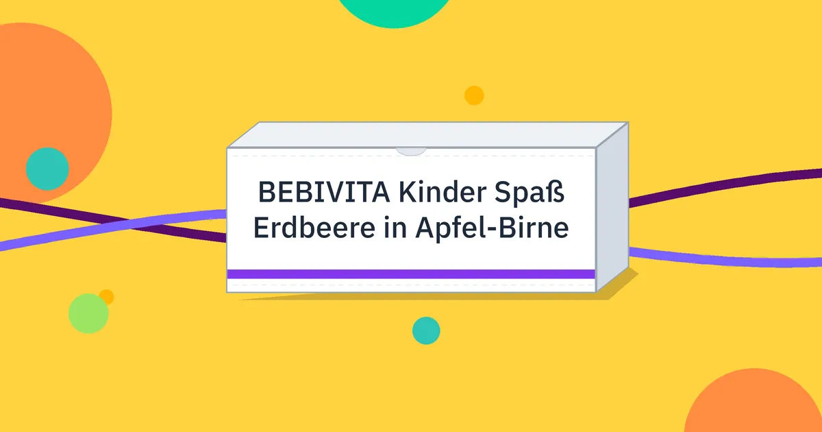 Symbolbild: Packung mit der Aufschrift BEBIVITA Kinder Spaß Erdbeere in Apfel-Birne (PZN 10981996) – Verfügbarkeit und Bezug in Apotheken in Frankfurt am Main