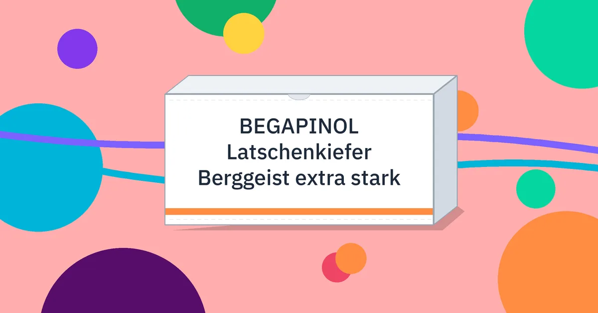 Symbolbild: Packung mit der Aufschrift BEGAPINOL Latschenkiefer Berggeist extra stark (PZN 03643767) – Verfügbarkeit und Bezug in Apotheken in Frankfurt am Main