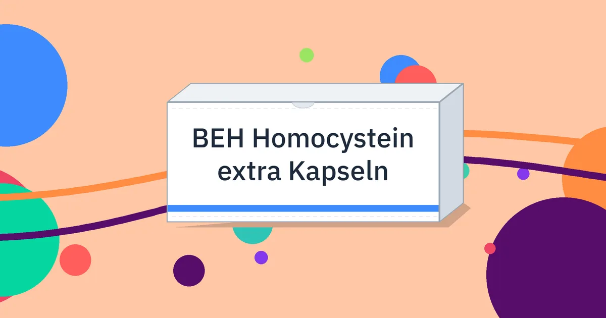 Symbolbild: Packung mit der Aufschrift BEH Homocystein extra Kapseln (PZN 19093702) – Verfügbarkeit und Bezug in Apotheken in Frankfurt am Main