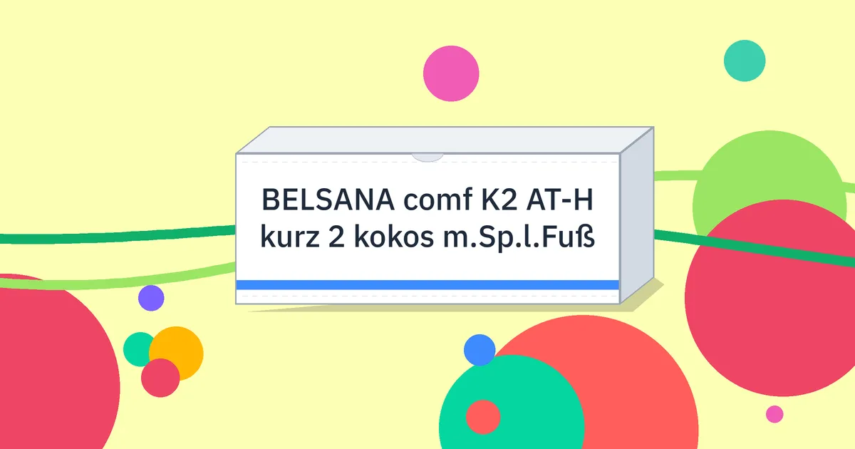 Symbolbild: Packung mit der Aufschrift BELSANA comf K2 AT-H kurz 2 kokos m.Sp.l.Fuß (PZN 12328705) – Verfügbarkeit und Bezug in Apotheken in Frankfurt am Main