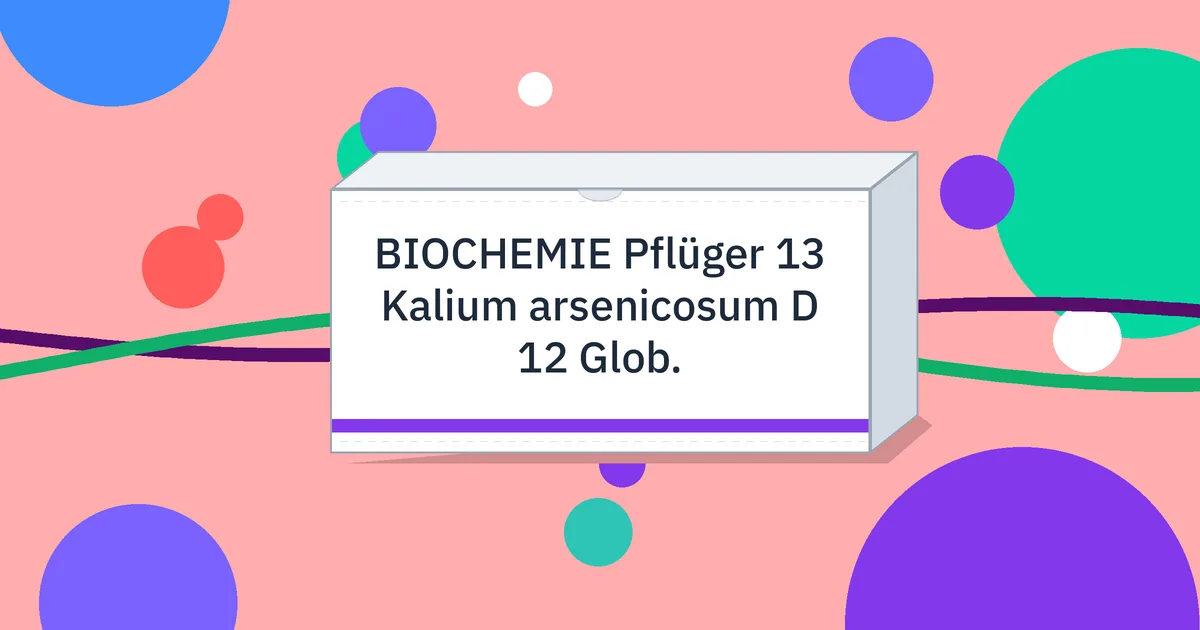 Symbolbild: Packung mit der Aufschrift BIOCHEMIE Pflüger 13 Kalium arsenicosum D 12 Glob. (PZN 17278260) – Verfügbarkeit und Bezug in Apotheken in Frankfurt am Main