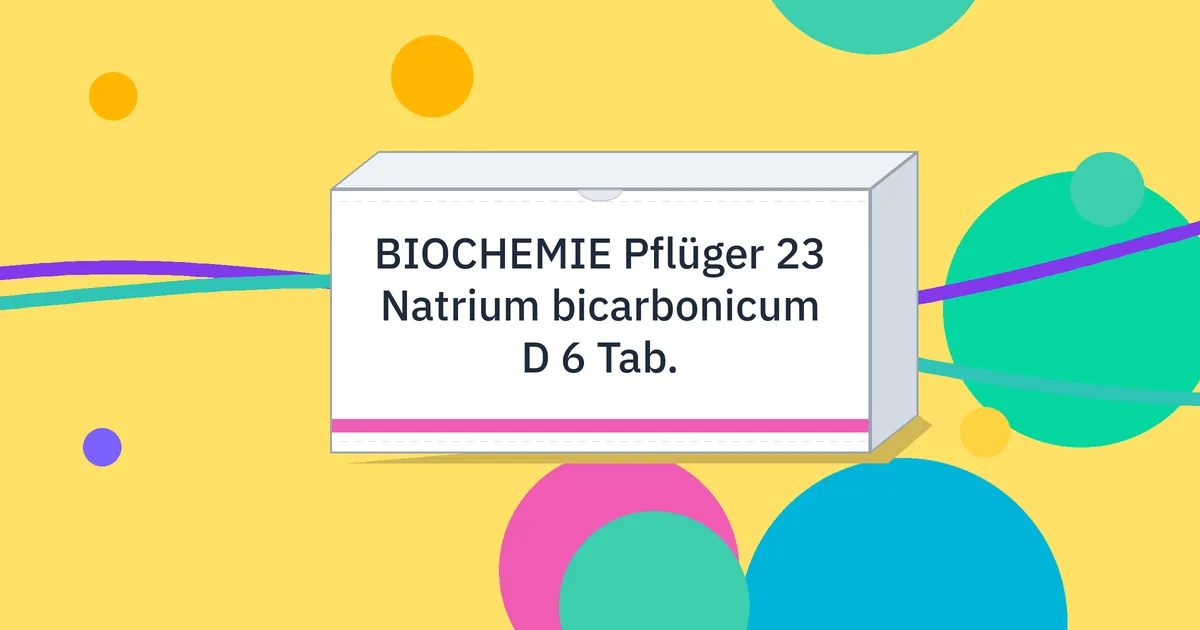 Symbolbild: Packung mit der Aufschrift BIOCHEMIE Pflüger 23 Natrium bicarbonicum D 6 Tab. (PZN 06322851) – Verfügbarkeit und Bezug in Apotheken in Frankfurt am Main