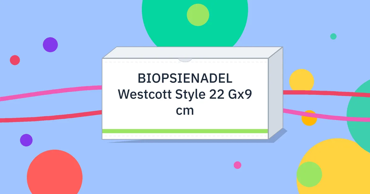 Symbolbild: Packung mit der Aufschrift BIOPSIENADEL Westcott Style 22 Gx9 cm (PZN 06771543) – Verfügbarkeit und Bezug in Apotheken in Frankfurt am Main