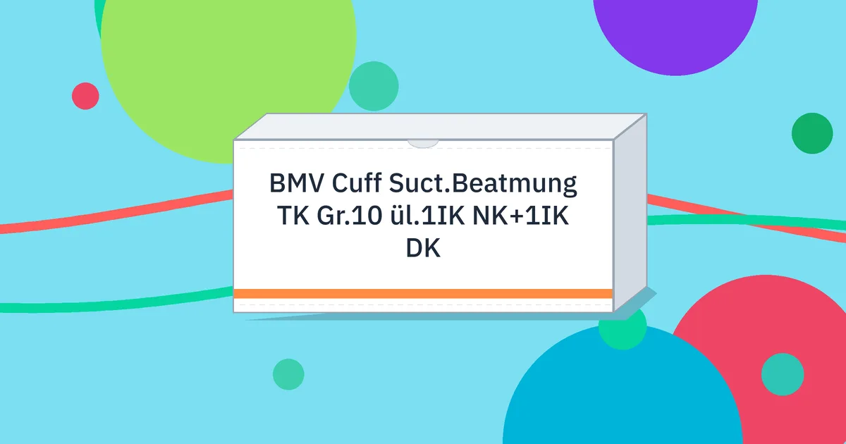 Symbolbild: Packung mit der Aufschrift BMV Cuff Suct.Beatmung TK Gr.10 ül.1IK NK+1IK DK (PZN 18383220) – Verfügbarkeit und Bezug in Apotheken in Frankfurt am Main