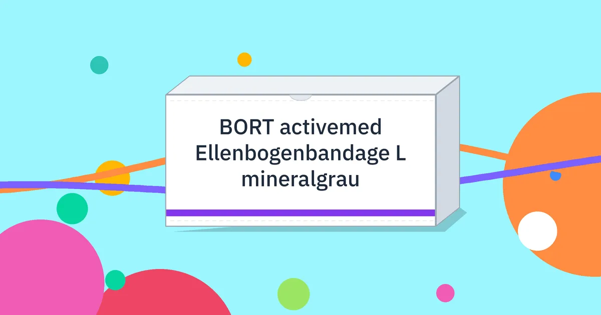 Symbolbild: Packung mit der Aufschrift BORT activemed Ellenbogenbandage L mineralgrau (PZN 13424109) – Verfügbarkeit und Bezug in Apotheken in Frankfurt am Main