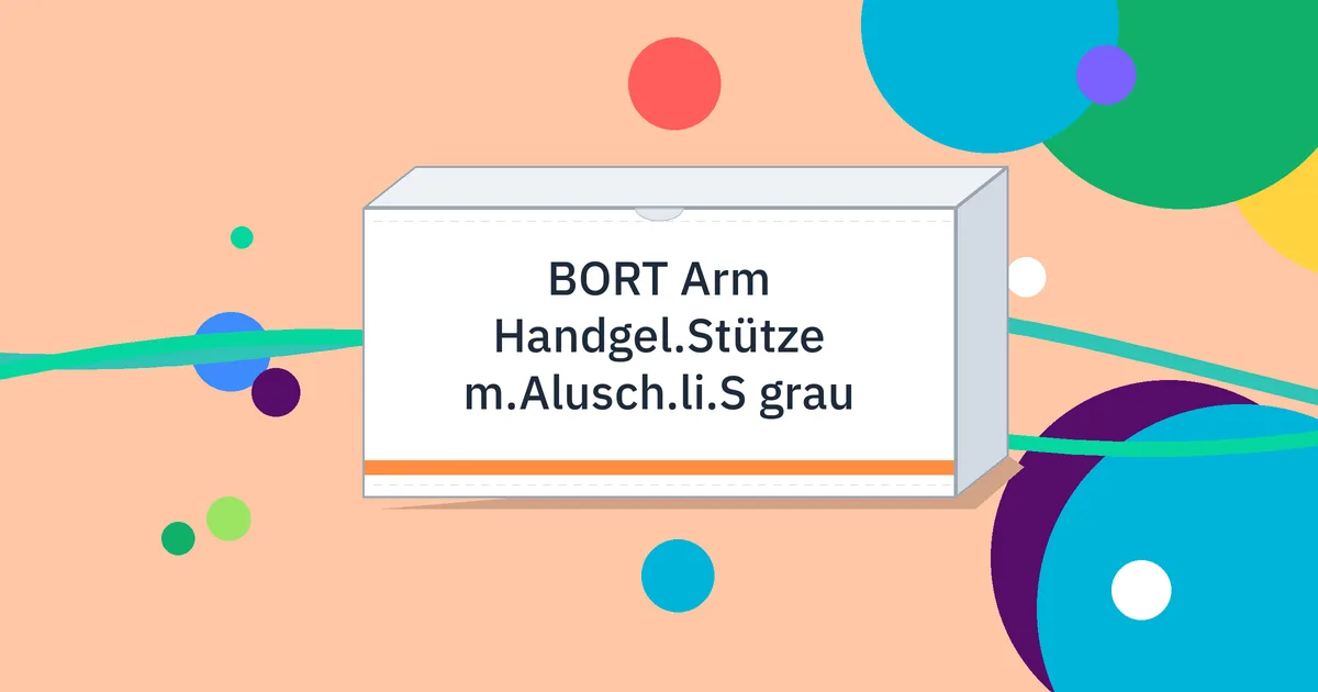 Symbolbild: Packung mit der Aufschrift BORT Arm Handgel.Stütze m.Alusch.li.S grau (PZN 17843234) – Verfügbarkeit und Bezug in Apotheken in Frankfurt am Main