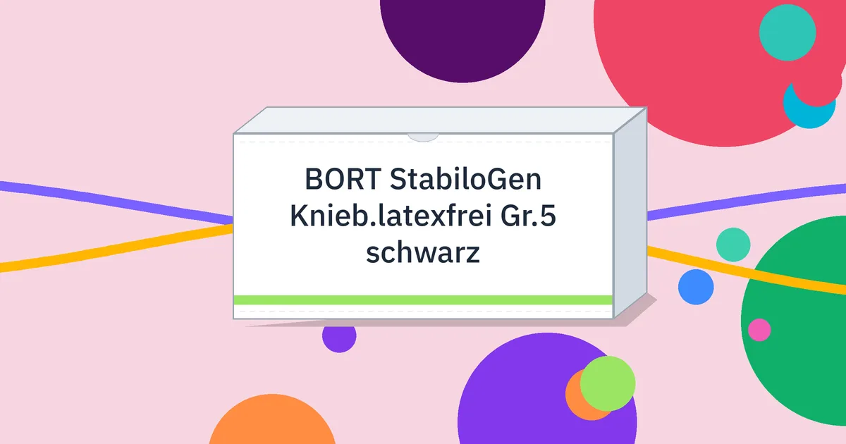 Symbolbild: Packung mit der Aufschrift BORT StabiloGen Knieb.latexfrei Gr.5 schwarz (PZN 16846207) – Verfügbarkeit und Bezug in Apotheken in Frankfurt am Main