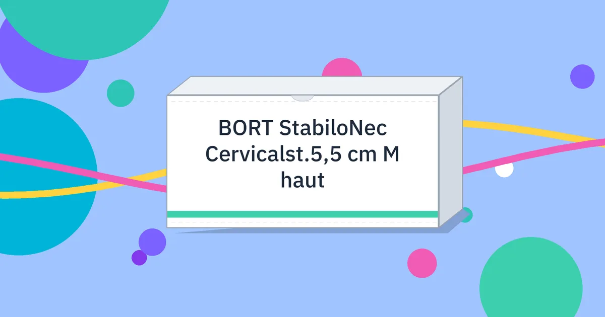 Symbolbild: Packung mit der Aufschrift BORT StabiloNec Cervicalst.5,5 cm M haut (PZN 10207038) – Verfügbarkeit und Bezug in Apotheken in Frankfurt am Main