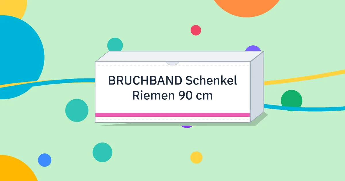 Symbolbild: Packung mit der Aufschrift BRUCHBAND Schenkel Riemen 90 cm (PZN 01725521) – Verfügbarkeit und Bezug in Apotheken in Frankfurt am Main