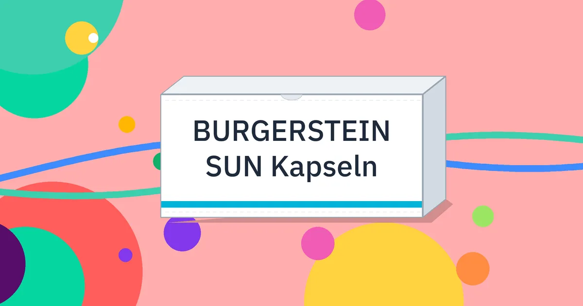 Symbolbild: Packung mit der Aufschrift BURGERSTEIN SUN Kapseln (PZN 20542068) – Verfügbarkeit und Bezug in Apotheken in Frankfurt am Main