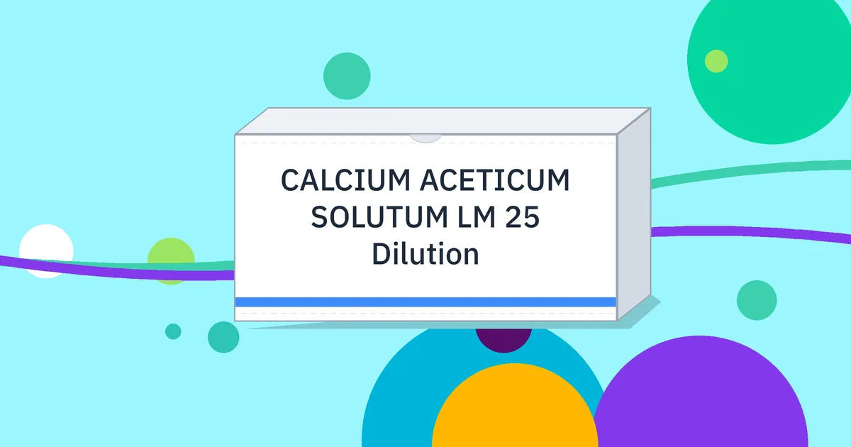 Symbolbild: Packung mit der Aufschrift CALCIUM ACETICUM SOLUTUM LM 25 Dilution (PZN 13406815) – Verfügbarkeit und Bezug in Apotheken in Frankfurt am Main