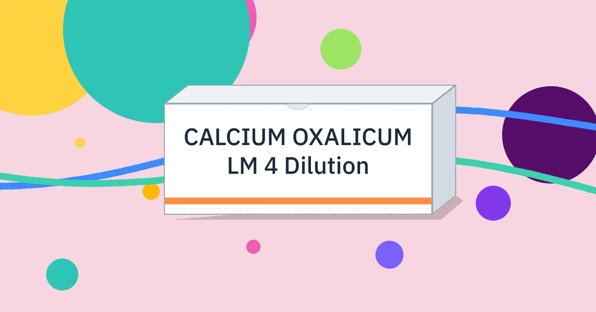 Symbolbild: Packung mit der Aufschrift CALCIUM OXALICUM LM 4 Dilution (PZN 13410136) – Verfügbarkeit und Bezug in Apotheken in Frankfurt am Main