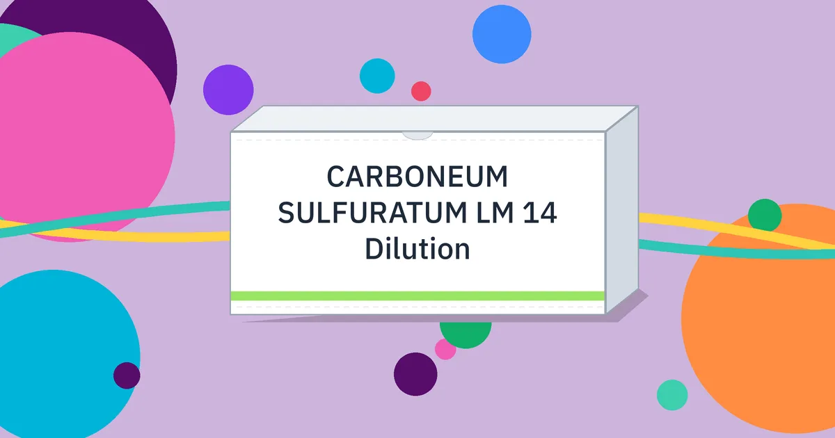 Symbolbild: Packung mit der Aufschrift CARBONEUM SULFURATUM LM 14 Dilution (PZN 12809876) – Verfügbarkeit und Bezug in Apotheken in Frankfurt am Main