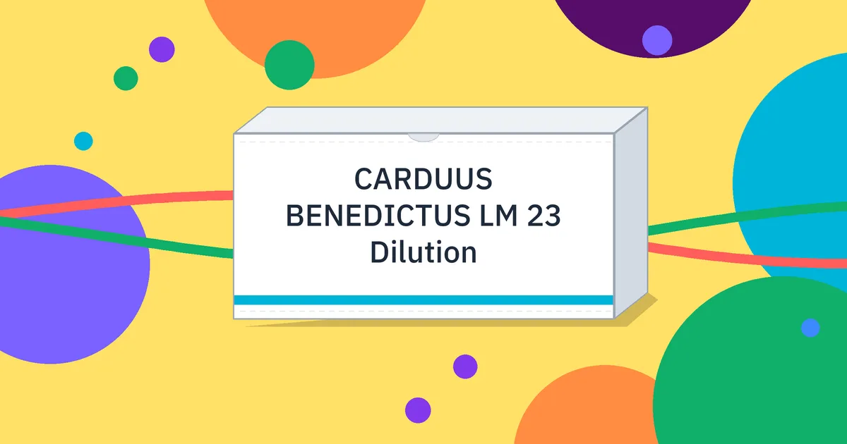 Symbolbild: Packung mit der Aufschrift CARDUUS BENEDICTUS LM 23 Dilution (PZN 13430239) – Verfügbarkeit und Bezug in Apotheken in Frankfurt am Main