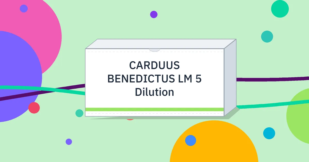 Symbolbild: Packung mit der Aufschrift CARDUUS BENEDICTUS LM 5 Dilution (PZN 13430015) – Verfügbarkeit und Bezug in Apotheken in Frankfurt am Main