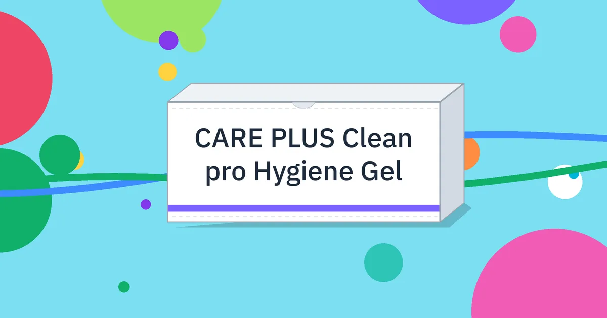 Symbolbild: Packung mit der Aufschrift CARE PLUS Clean pro Hygiene Gel (PZN 09715982) – Verfügbarkeit und Bezug in Apotheken in Frankfurt am Main