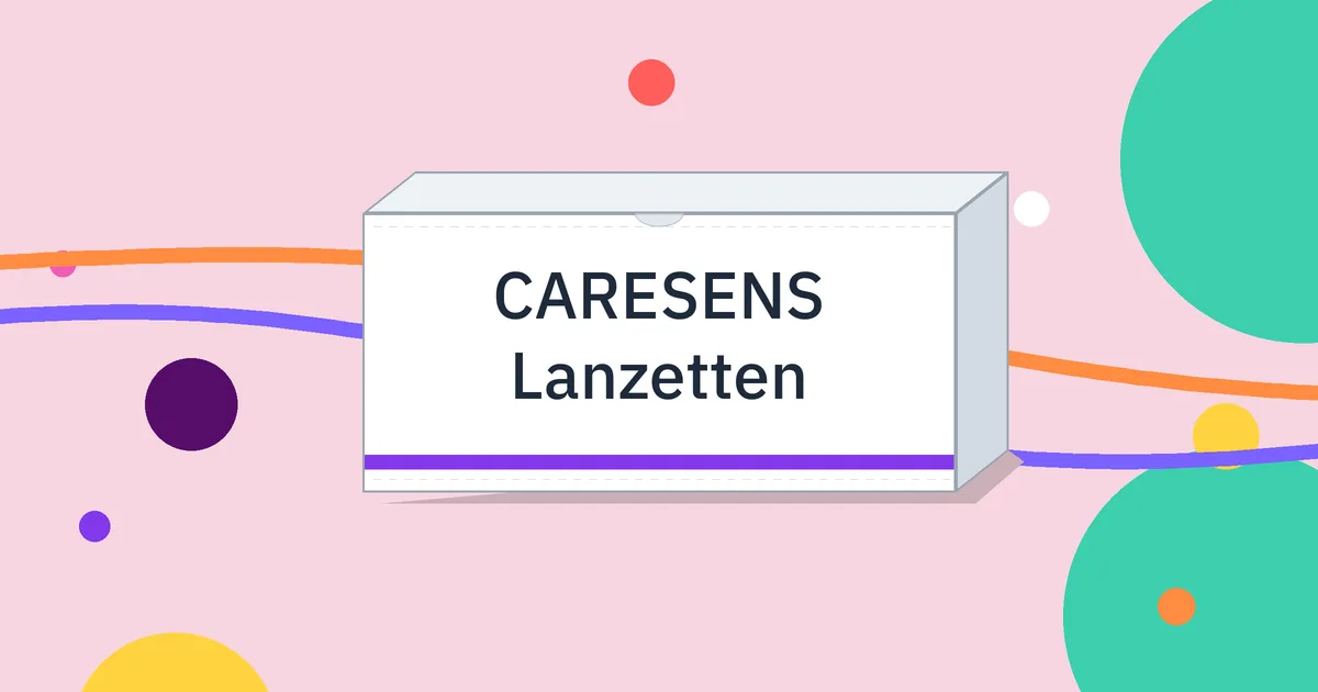 Symbolbild: Packung mit der Aufschrift CARESENS Lanzetten (PZN 18364205) – Verfügbarkeit und Bezug in Apotheken in Frankfurt am Main