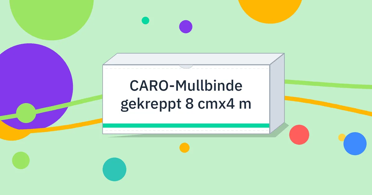 Symbolbild: Packung mit der Aufschrift CARO-Mullbinde gekreppt 8 cmx4 m (PZN 11670519) – Verfügbarkeit und Bezug in Apotheken in Frankfurt am Main