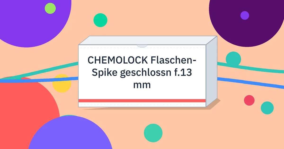 Symbolbild: Packung mit der Aufschrift CHEMOLOCK Flaschen-Spike geschlossn f.13 mm (PZN 19443154) – Verfügbarkeit und Bezug in Apotheken in Frankfurt am Main