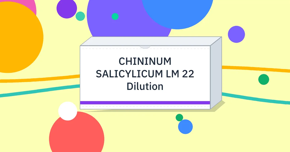 Symbolbild: Packung mit der Aufschrift CHININUM SALICYLICUM LM 22 Dilution (PZN 12815718) – Verfügbarkeit und Bezug in Apotheken in Frankfurt am Main