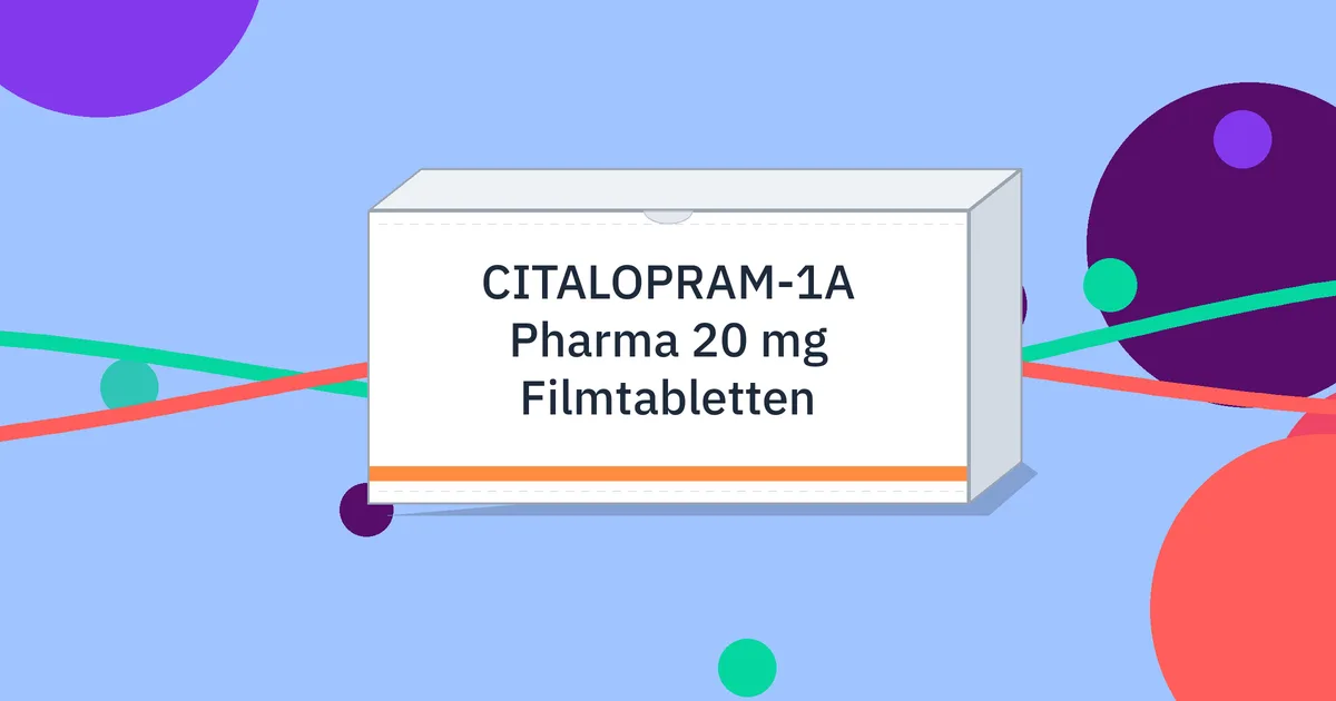 Symbolbild: Packung mit der Aufschrift CITALOPRAM-1A Pharma 20 mg Filmtabletten (PZN 00176101) – Verfügbarkeit und Bezug in Apotheken in Frankfurt am Main