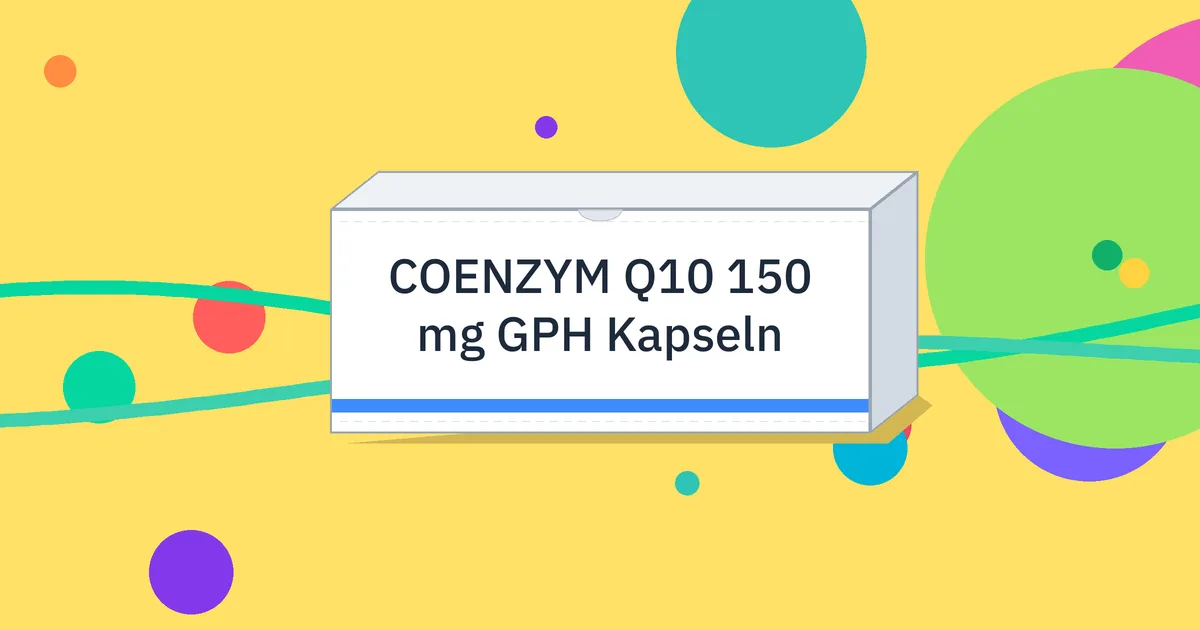 Symbolbild: Packung mit der Aufschrift COENZYM Q10 150 mg GPH Kapseln (PZN 02683167) – Verfügbarkeit und Bezug in Apotheken in Frankfurt am Main