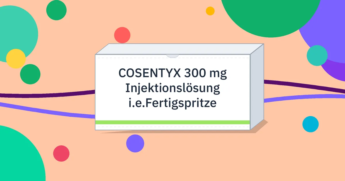 Symbolbild: Packung mit der Aufschrift COSENTYX 300 mg Injektionslösung i.e.Fertigspritze (PZN 17637925) – Verfügbarkeit und Bezug in Apotheken in Frankfurt am Main