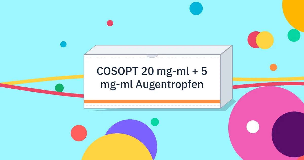 Symbolbild: Packung mit der Aufschrift COSOPT 20 mg-ml + 5 mg-ml Augentropfen (PZN 16617814) – Verfügbarkeit und Bezug in Apotheken in Frankfurt am Main