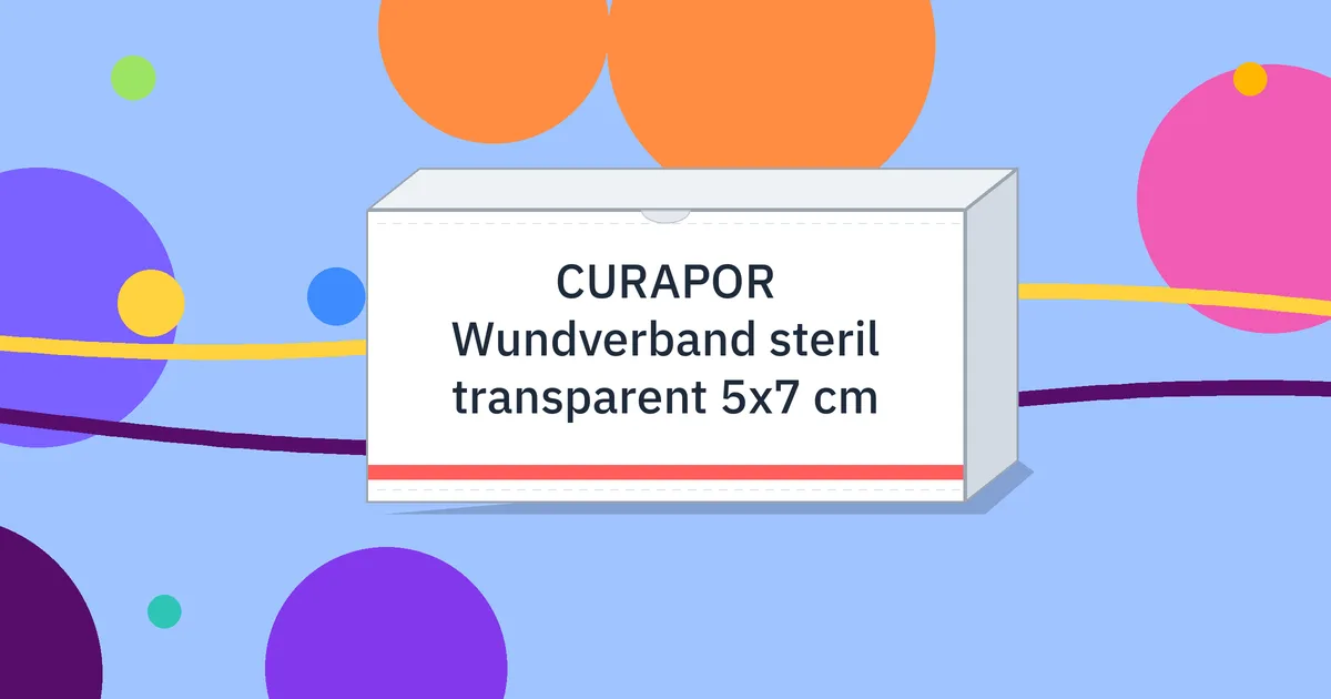 Symbolbild: Packung mit der Aufschrift CURAPOR Wundverband steril transparent 5x7 cm (PZN 02913124) – Verfügbarkeit und Bezug in Apotheken in Frankfurt am Main