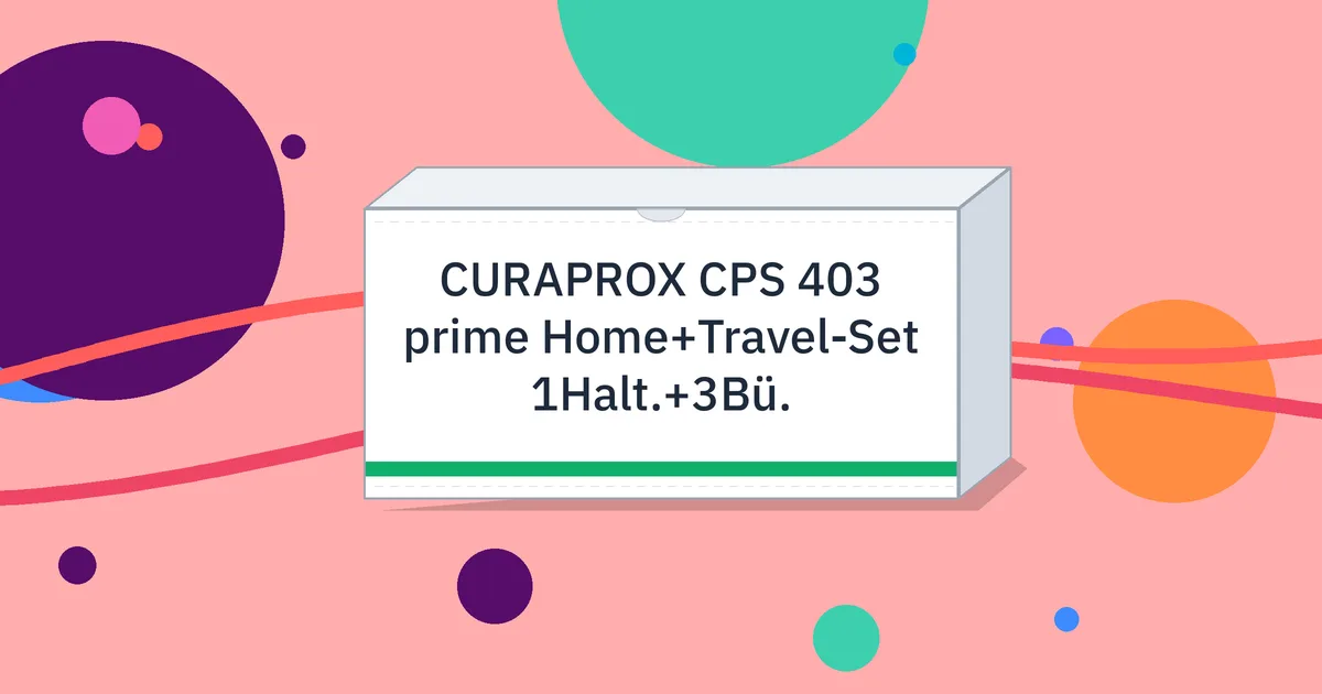 Symbolbild: Packung mit der Aufschrift CURAPROX CPS 403 prime Home+Travel-Set 1Halt.+3Bü. (PZN 00328752) – Verfügbarkeit und Bezug in Apotheken in Frankfurt am Main
