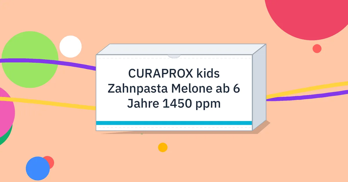 Symbolbild: Packung mit der Aufschrift CURAPROX kids Zahnpasta Melone ab 6 Jahre 1450 ppm (PZN 17616923) – Verfügbarkeit und Bezug in Apotheken in Frankfurt am Main
