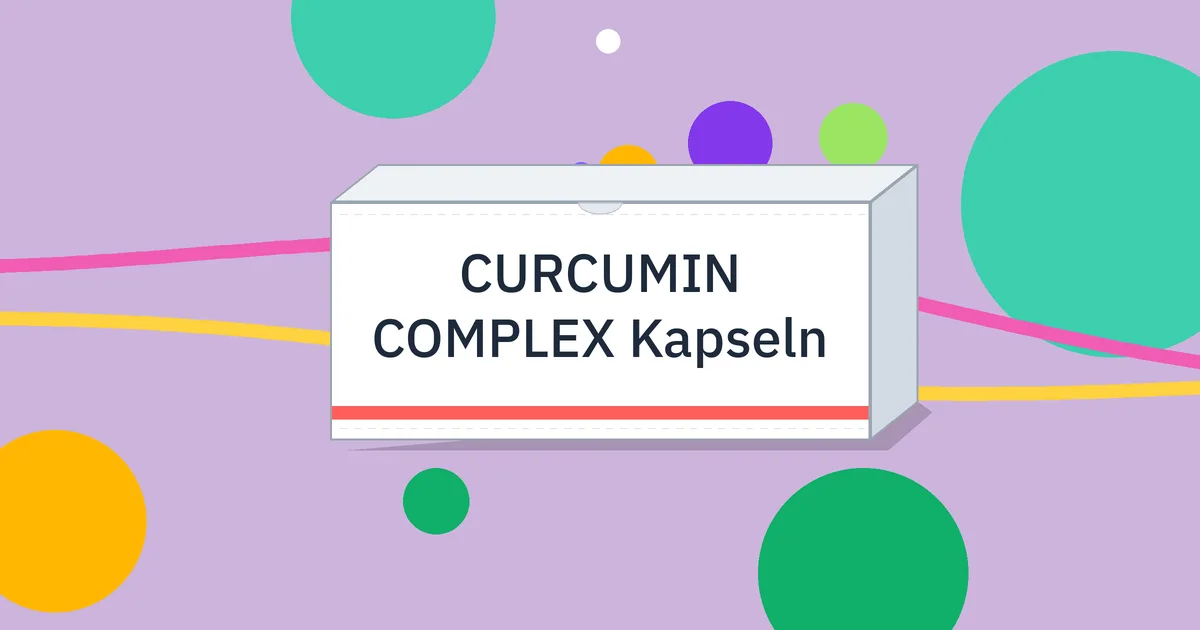 Symbolbild: Packung mit der Aufschrift CURCUMIN COMPLEX Kapseln (PZN 19642586) – Verfügbarkeit und Bezug in Apotheken in Frankfurt am Main