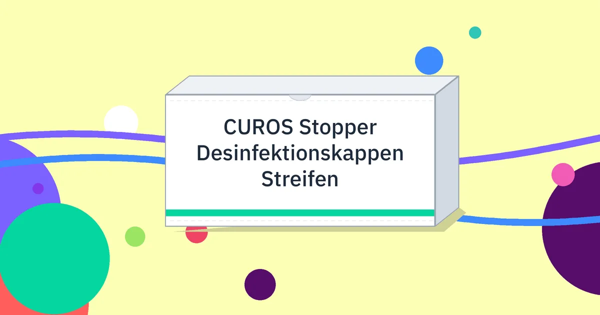 Symbolbild: Packung mit der Aufschrift CUROS Stopper Desinfektionskappen Streifen (PZN 13351474) – Verfügbarkeit und Bezug in Apotheken in Frankfurt am Main