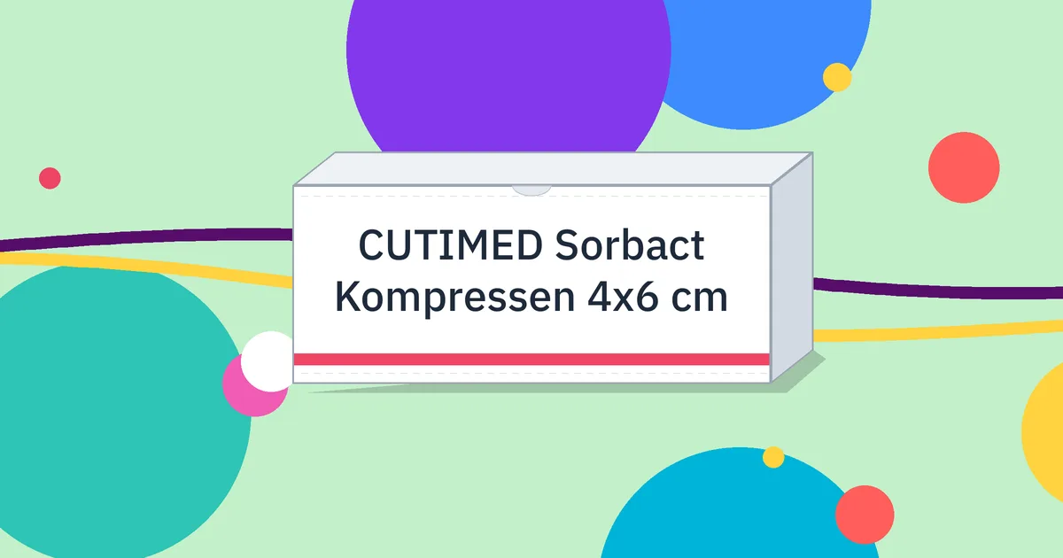 Symbolbild: Packung mit der Aufschrift CUTIMED Sorbact Kompressen 4x6 cm (PZN 19809419) – Verfügbarkeit und Bezug in Apotheken in Frankfurt am Main