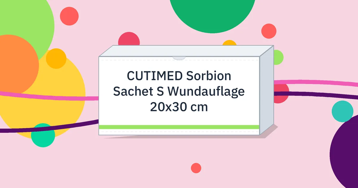 Symbolbild: Packung mit der Aufschrift CUTIMED Sorbion Sachet S Wundauflage 20x30 cm (PZN 11361511) – Verfügbarkeit und Bezug in Apotheken in Frankfurt am Main