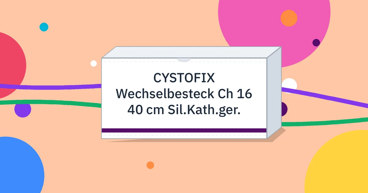 Symbolbild: Packung mit der Aufschrift CYSTOFIX Wechselbesteck Ch 16 40 cm Sil.Kath.ger. (PZN 11156389) – Verfügbarkeit und Bezug in Apotheken in Frankfurt am Main